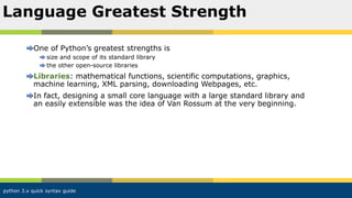 Python 3.x quick syntax guide | PPT