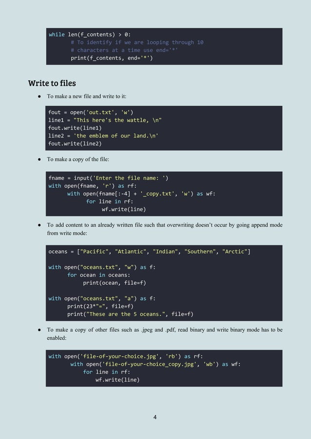 Python 3.x File Object Manipulation Cheatsheet | PDF | Programming ...