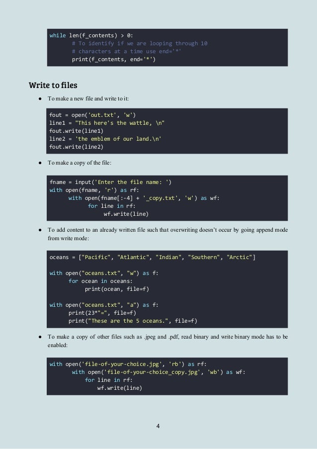 Python 3x File Object Manipulation Cheatsheet