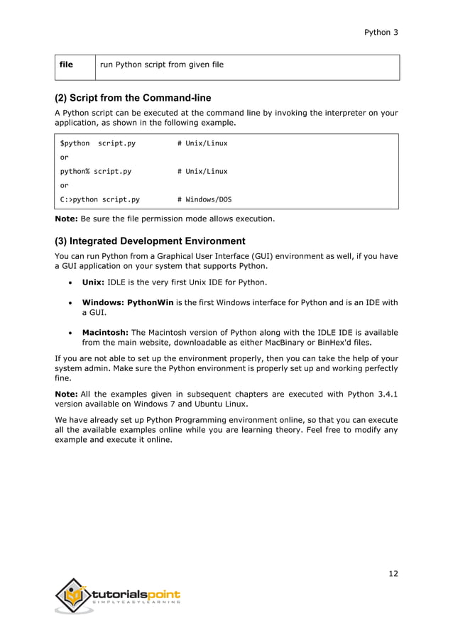 Python 3 - Tutorialspoint Full Cource Book.pdf | Programming Languages | Computing