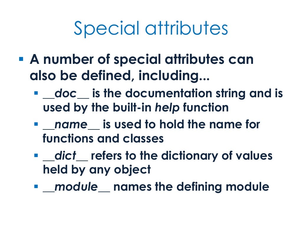 Special attributes A number