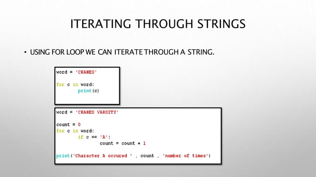 Strings in Python | PPTX | Programming Languages | Computing