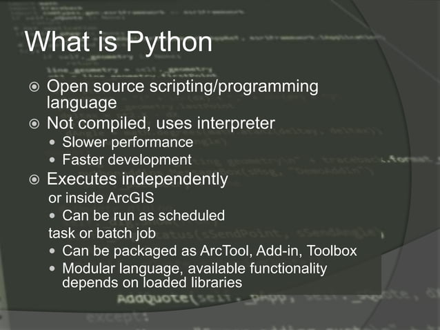 Python and ArcGIS 10.1 | PPT