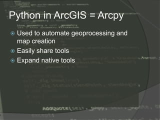 Python and ArcGIS 10.1 | PPT
