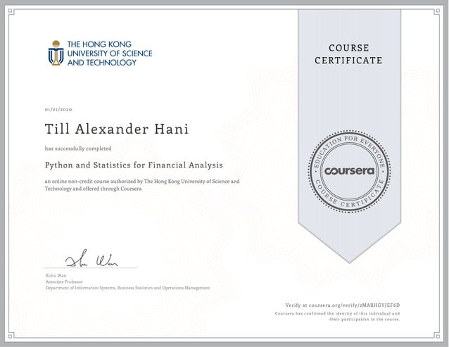 HKUST - Python and Statistics for Financial Analysis | PDF