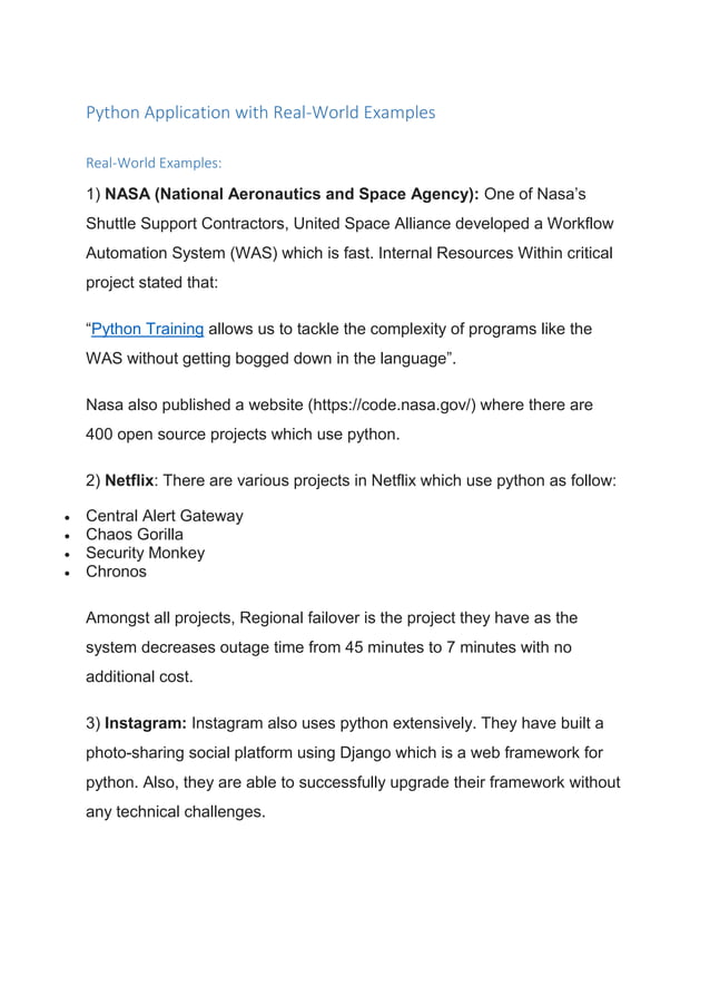 Python Application with Real World Examples | PDF