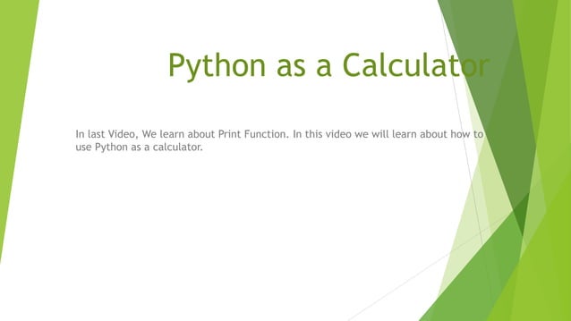 Python as a calculator | PPTX