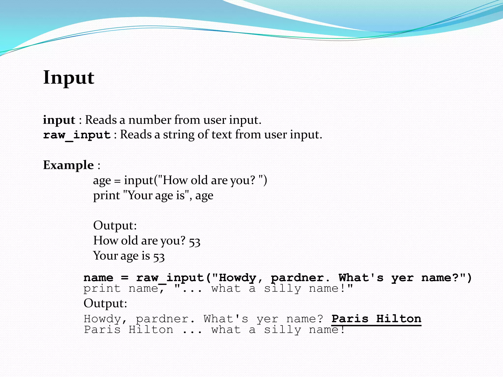 Python basic | PPTX | Programming Languages | Computing