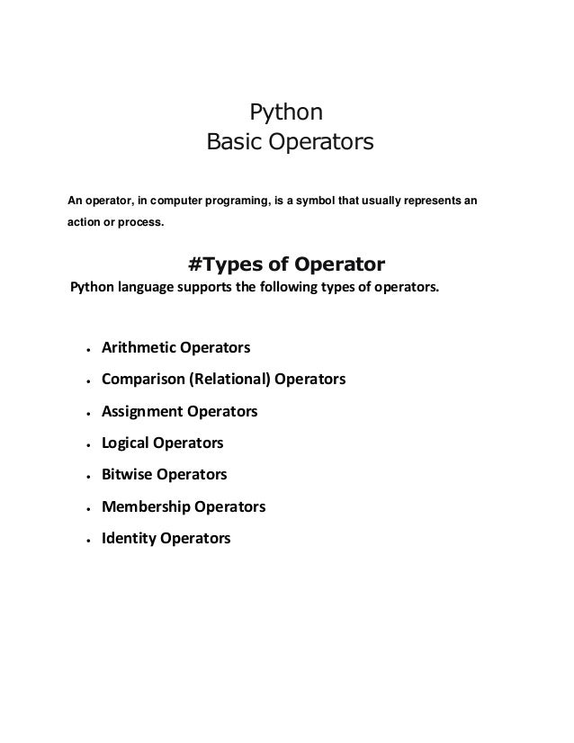 Python Basic Operators