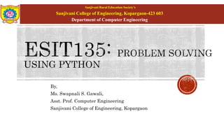 ESIT135 : Unit 1 Python Basics Concepts | PPT