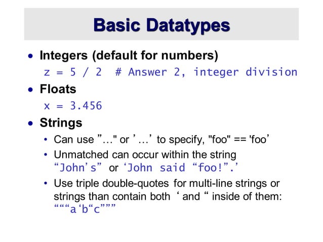Python Basics it will teach you about data types | PPT