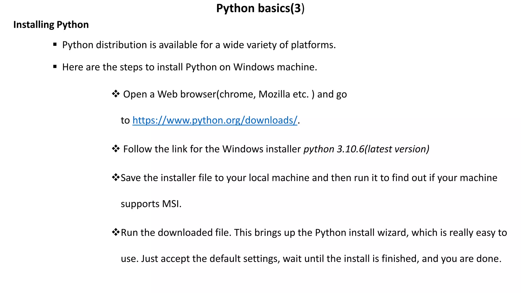 Python fundamentals | PPT