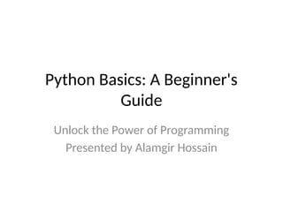 Introduces the topic and presenter, setting the stage for a structured guide to Python | PPT