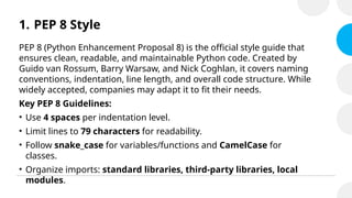 Top Python Best Practices To Boost Code Efficiency | PPTX
