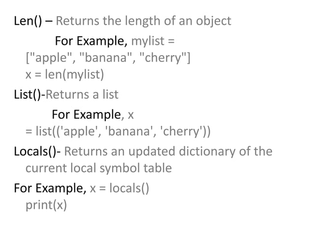 Python built in functions | PPTX | Programming Languages | Computing