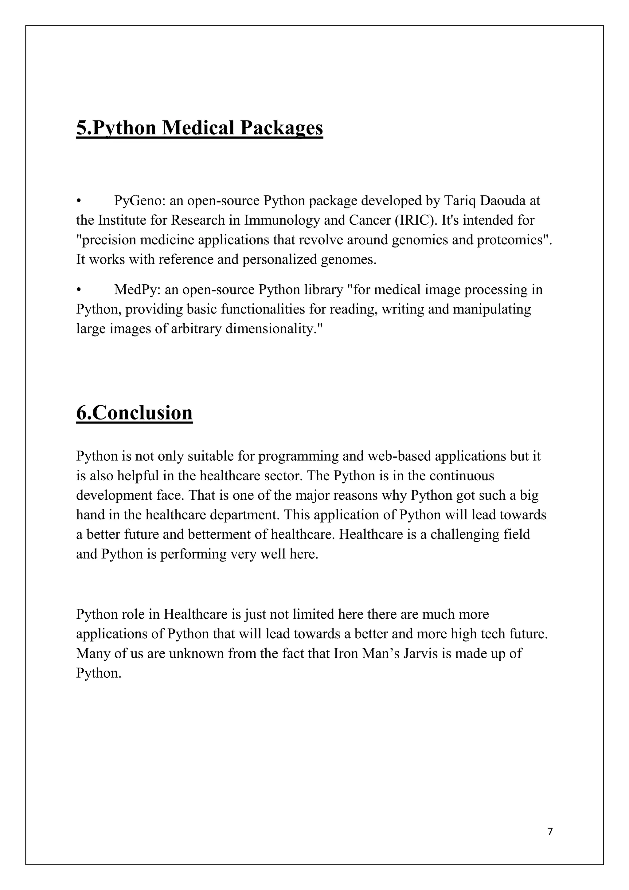 Application Of Python in Medical Science | PDF