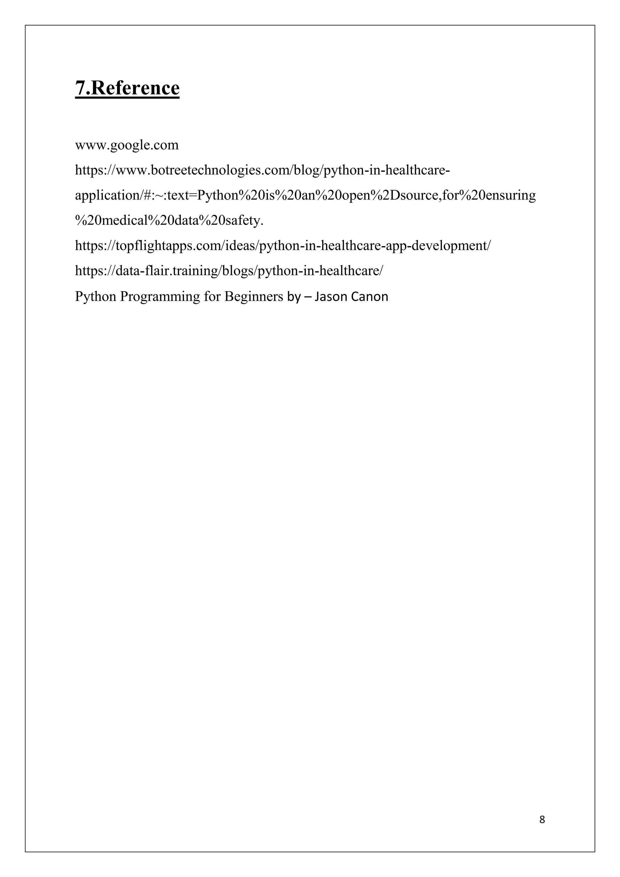 Application Of Python in Medical Science | PDF