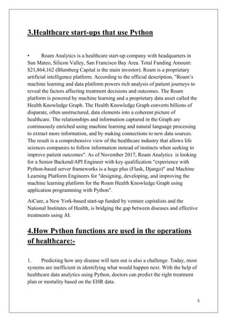 Application Of Python in Medical Science | PDF