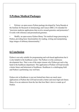 Application Of Python in Medical Science | PDF