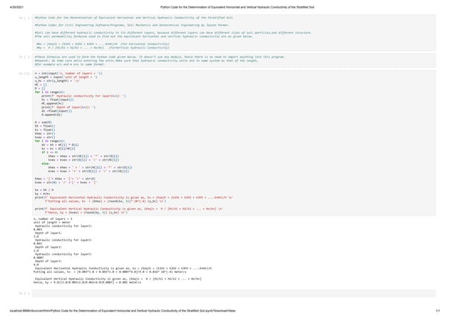 Python code for the determination of equivalent horizontal and vertical ...