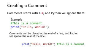 Python comments and variables.pptx | Programming Languages | Computing