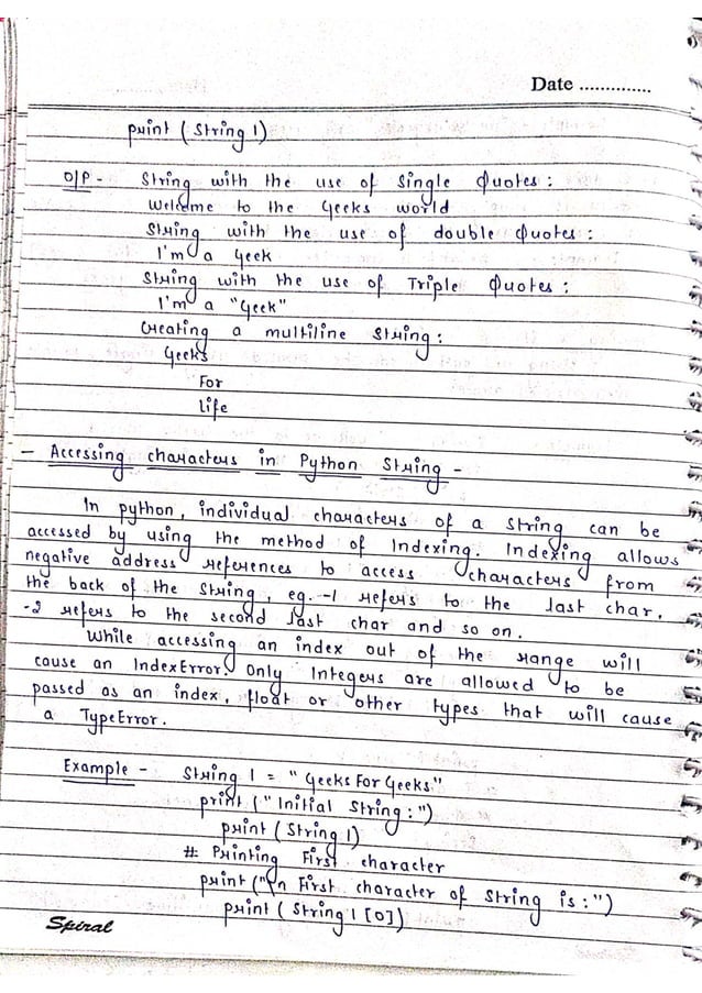 Python Complete Notes Pdf