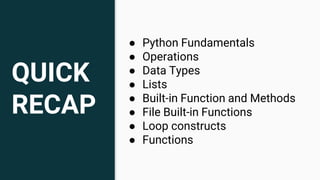 Ground Gurus - Python Code Camp - Day 3 - Classes | PPTX | Programming Languages | Computing