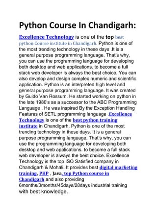 Python Course In Chandigarh | PDF