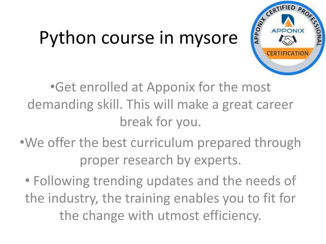 Python course in mysore ppt | PPT