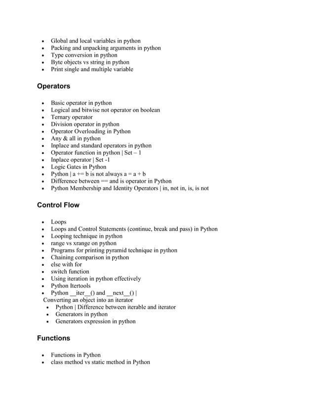 Python Course outline.docx | Programming Languages | Computing