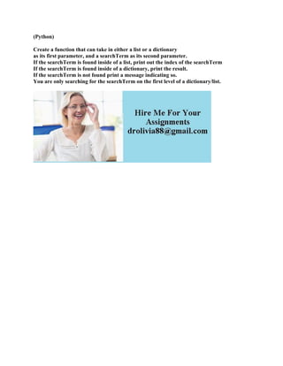 (Python) Create a function that can take in either a list or a diction.pdf