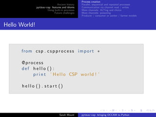 python-csp: bringing OCCAM to Python | PDF