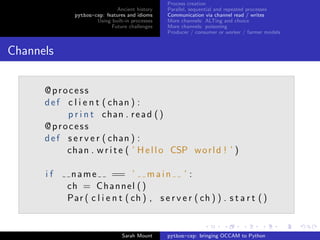 python-csp: bringing OCCAM to Python | PDF