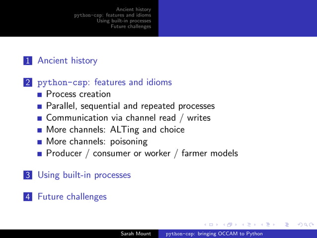 python-csp: bringing OCCAM to Python | PPT