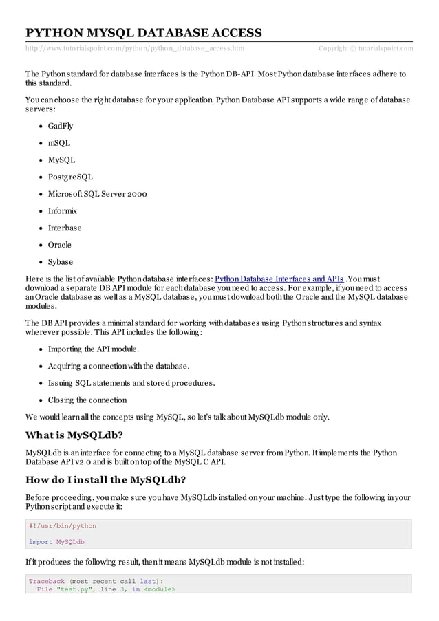 Python database access | PDF