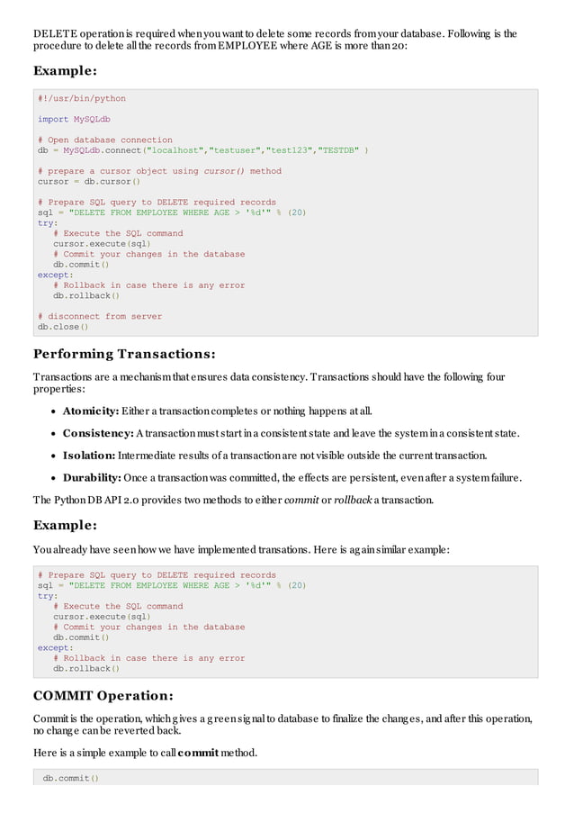 Python database access | PDF