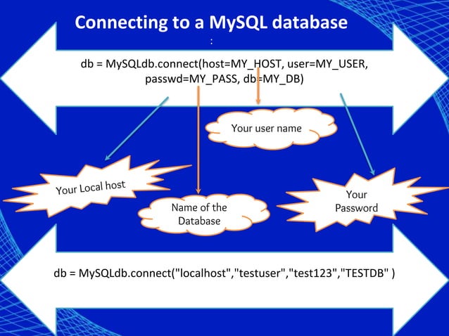 python db connection samples and program | PPTX