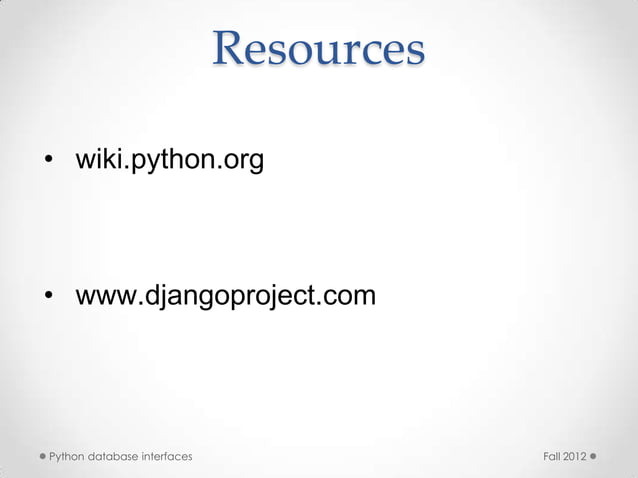 Python Database Interfaces Pptx Databases Computer Software And