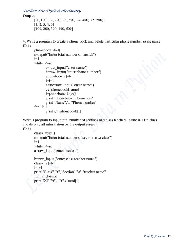 Python data handling notes | PDF