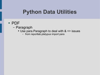 Python utilities for data presentation | ODP