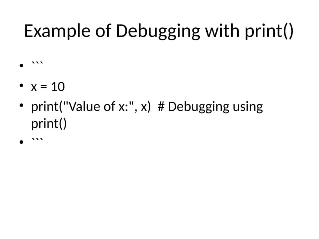 Introduction To Python Debugging Errors Pptx