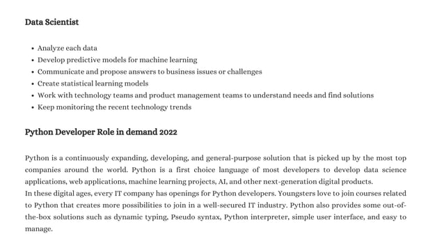 Python Developer Roles And Responsibilities And Career Path Pdf