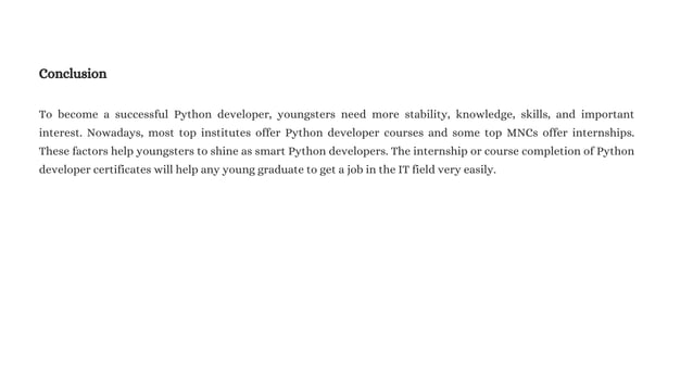 Python Developer Roles & Responsibilities and Career path | PDF