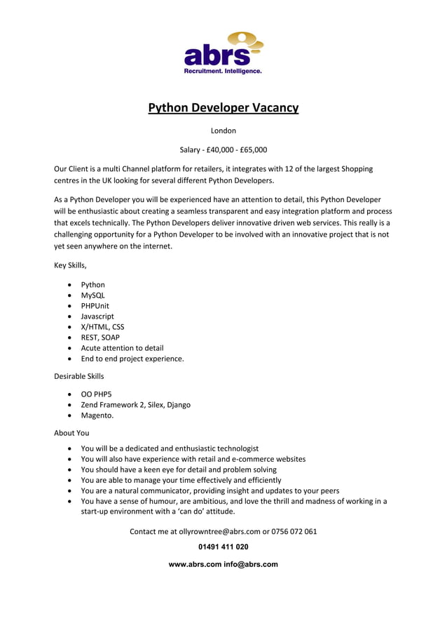 Python Developer Pdf