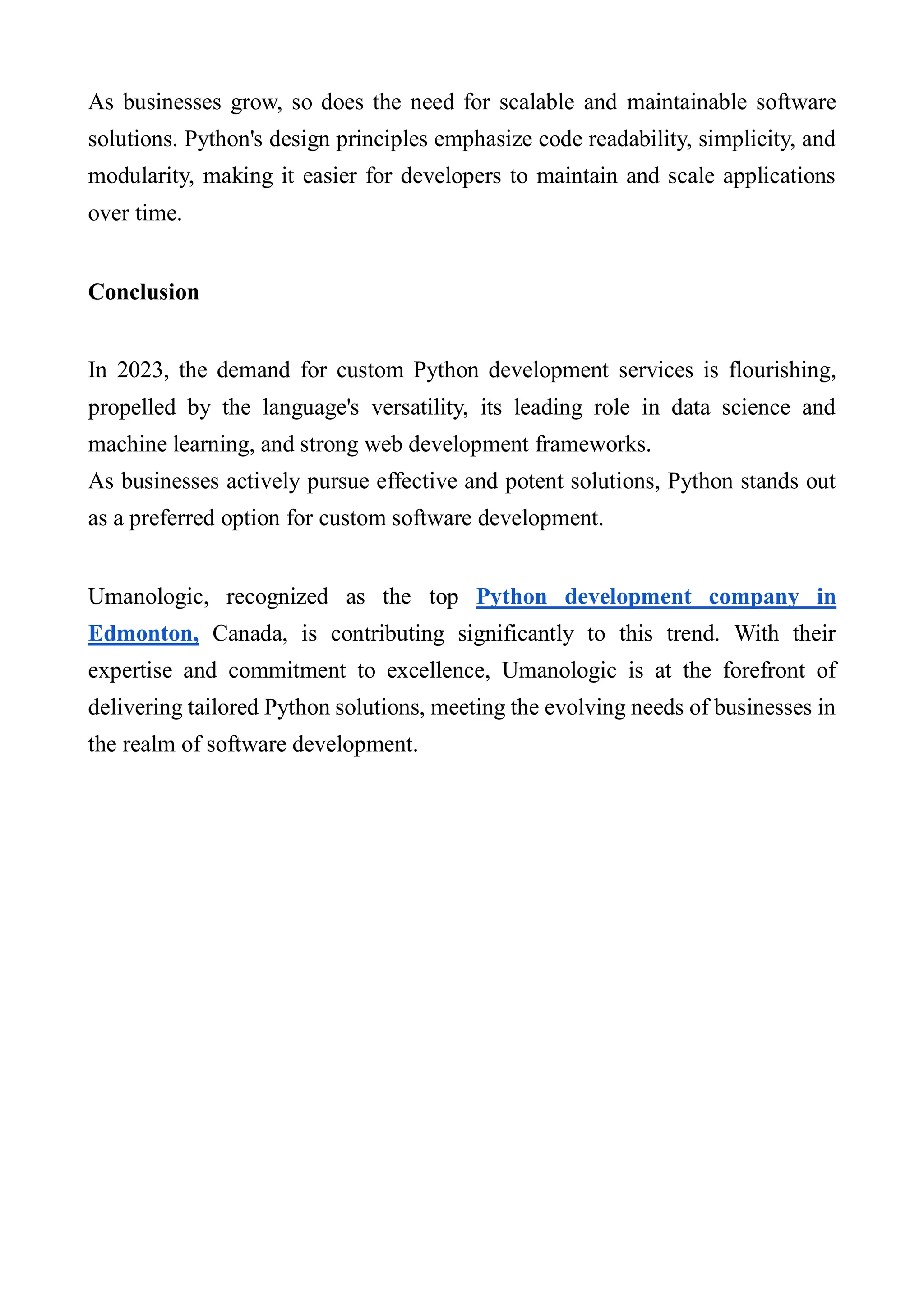 Python Development Services | Umano Logic | PDF