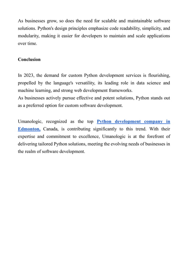 Python Development Services | Umano Logic | PDF