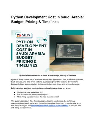 Python Development Pricing Guide for Saudi Businesses | PDF