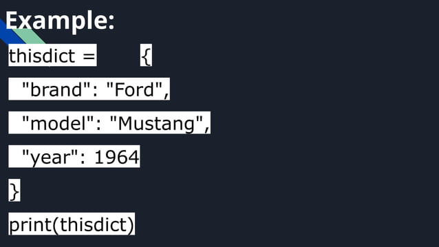 Introduction to python dictionaries .pptx | Programming Languages | Computing