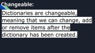 Introduction to python dictionaries .pptx | Programming Languages ...