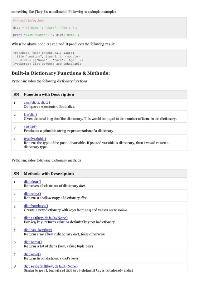 Python dictionary | PDF